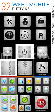 Mega vector set of metallic web / mobile buttons - Stock Illustration ...