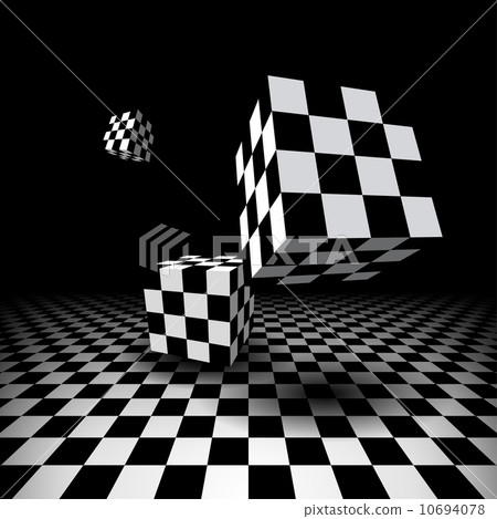 Room with checkered cubes - Stock Illustration [10694078] - PIXTA