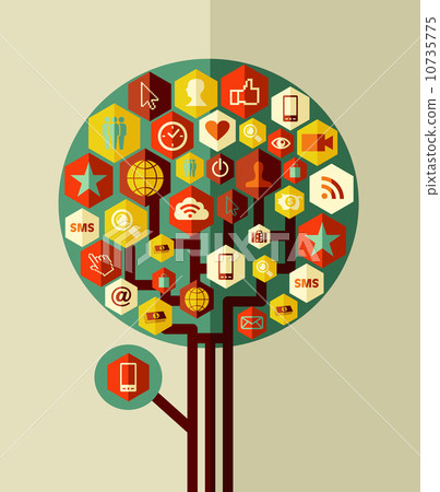 Colorful social network tree - Stock Illustration [10735775] - PIXTA