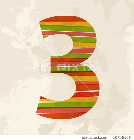 Vintage multicolor number 3 - Stock Illustration [10736108] - PIXTA