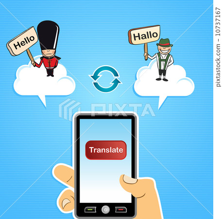 Translation human hand mobile cartoon people... - Stock Illustration ...