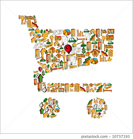 Real estate symbols in a cart shape - Stock Illustration [10737193] - PIXTA