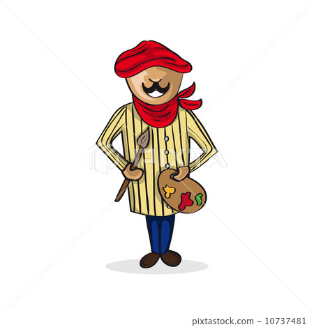Profession painter artist man cartoon figure.-插圖素材 [10737481] - PIXTA圖庫