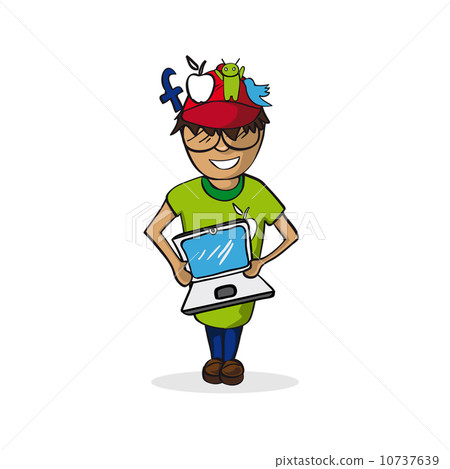 Profession social media manager man cartoon... - Stock Illustration ...