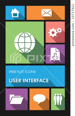 Colorful web apps user interface flat icons. - Stock Illustration ...