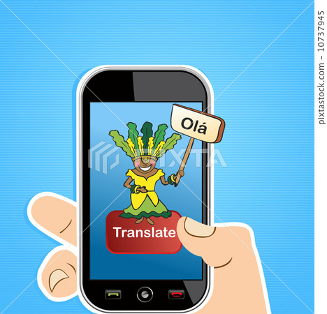 Translation human hand mobile woman cartoon... - Stock Illustration ...