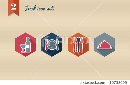 Restaurant food flat icons set. - Stock Illustration [10738009] - PIXTA