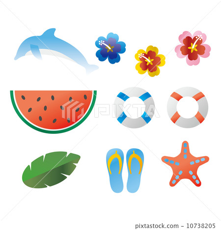 Dolphin watermelon hibiscus - Stock Illustration [10738205] - PIXTA