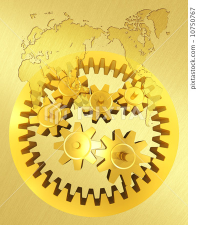 Golden world map and gear · gear - Stock Illustration [10750767] - PIXTA