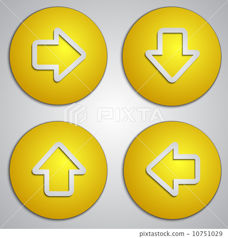 Vector set of round yellow arrow buttons with... - Stock Illustration ...
