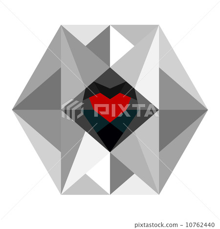 Monotone hexagon and heart - Stock Illustration [10762440] - PIXTA