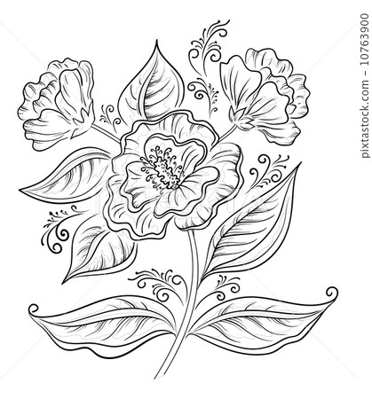Abstract flower, outline - Stock Illustration [10763900] - PIXTA