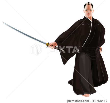 Samurai pulling sword - Stock Illustration [10768417] - PIXTA