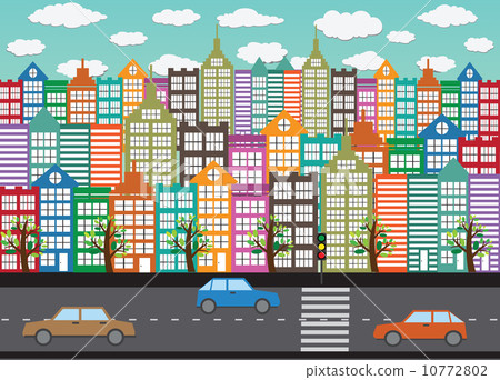 Colorful Cityscape Town city building design - Stock Illustration ...