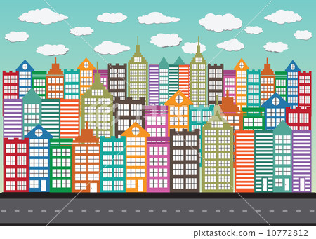 Colorful Cityscape Town city building design - Stock Illustration ...