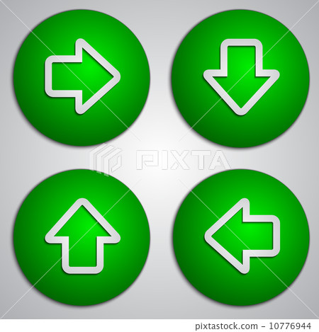 Vector set of round green arrow buttons with... - Stock Illustration ...