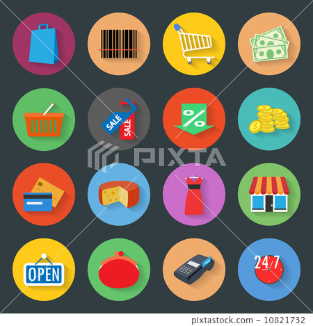 Market flat icons set - Stock Illustration [10821732] - PIXTA