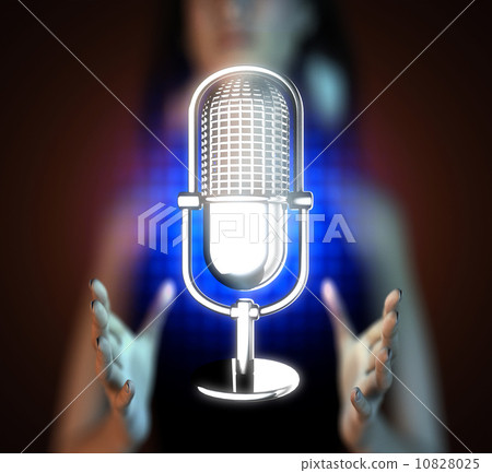 Retro microphone on hologram - Stock Illustration [10828025] - PIXTA