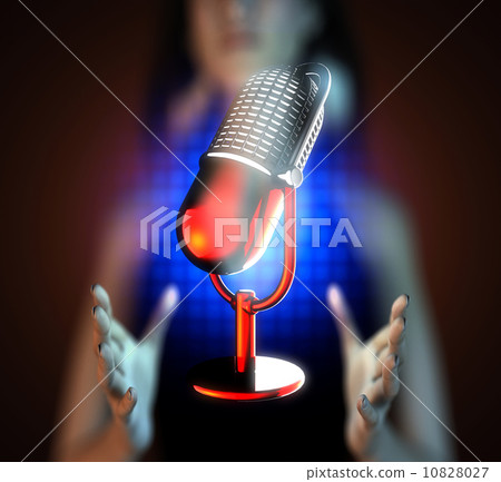 Retro microphone on hologram-插圖素材 [10828027] - PIXTA圖庫
