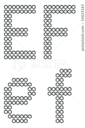 Industrial screw nuts font, letters E and F - Stock Illustration ...