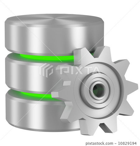 Database icon with green elements and cogwheel - Stock Illustration ...
