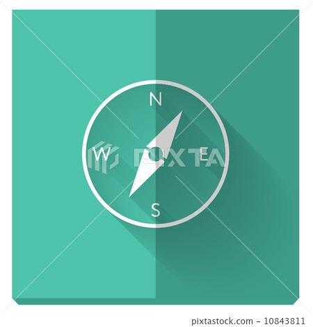 paper flat icon with a shadow, compass - Stock Illustration [10843811 ...