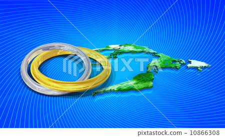 The gold and silver ring on the world map - Stock Illustration ...