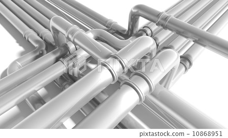 Modern industrial metal pipeline fragment. 3d... - Stock Illustration ...