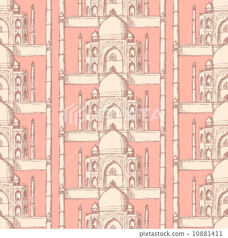 Sketch Taj Mahal, vector seamless pattern - Stock Illustration ...