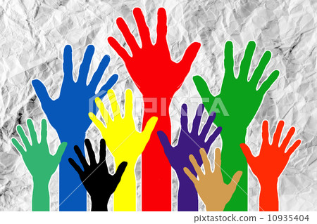 colorful silhouette hands background design - Stock Illustration ...