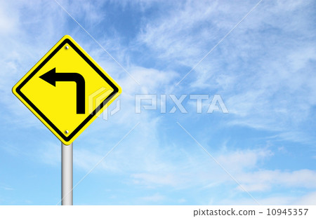 Road Sign - Left Turn Warning - Stock Illustration [10945357] - PIXTA