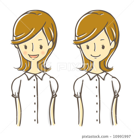 Female hand-drawn wind smile - Stock Illustration [10991997] - PIXTA
