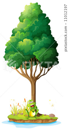 An island with a frog under the tree - Stock Illustration [11012197 ...
