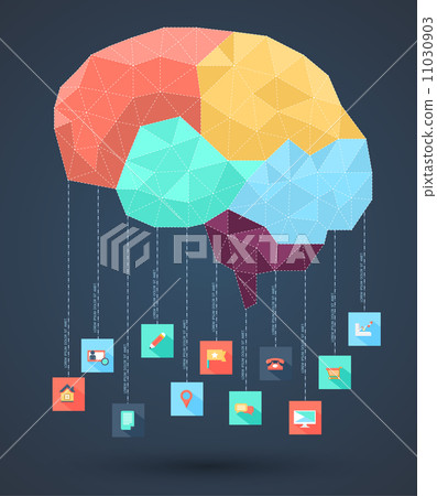 Abstract brain with icons - Stock Illustration [11030903] - PIXTA