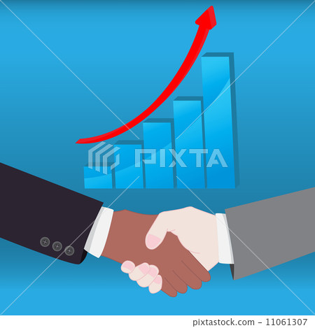 Handshake with business growth graphs... - Stock Illustration [11061307 ...