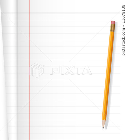 Notebook and yellow pencil on white background - Stock Illustration ...