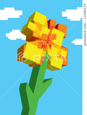 Digital square 8 bit flower over the sky - Stock Illustration [11090134 ...