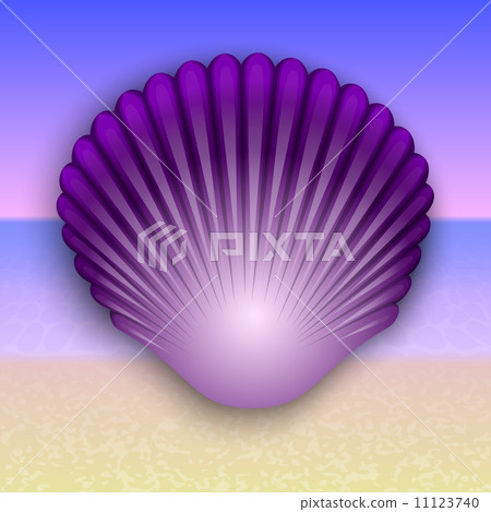 Vector purple shell illustration on the summer... - Stock Illustration ...