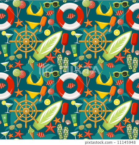 Seamless beach pattern - Stock Illustration [11145948] - PIXTA