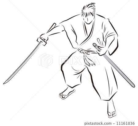 A samurai pulling out a sword - Stock Illustration [11161836] - PIXTA