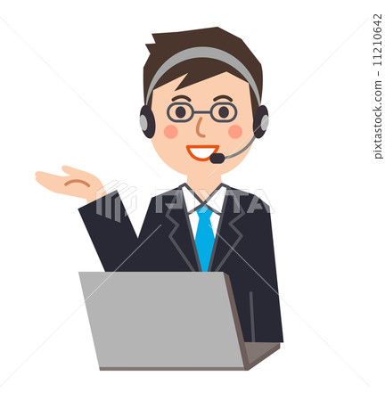 Male Operator Personal computer upper body - Stock Illustration ...