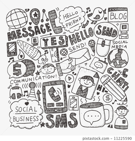 doodle communication background - Stock Illustration [11225590] - PIXTA