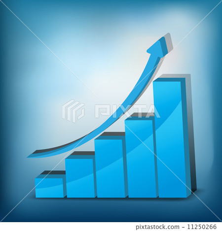 Business Growth - blue graph - 3D illustration. - Stock Illustration ...
