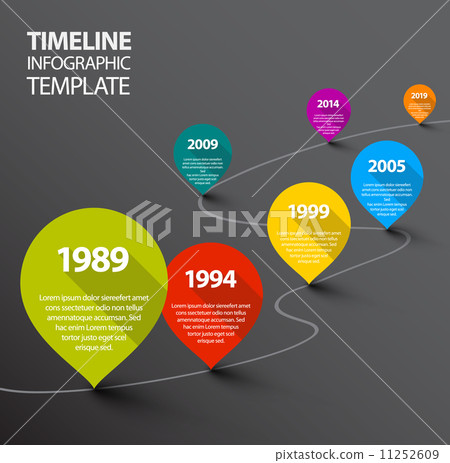Infographic dark Timeline Template with pointers - Stock Illustration ...