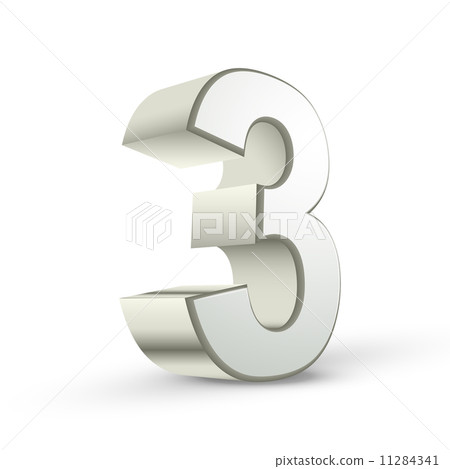 3d shiny silver number 3 - Stock Illustration [11284341] - PIXTA