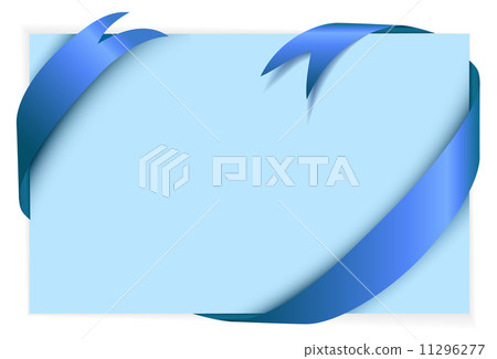 Blue ribbon around blank light blue paper - Stock Illustration ...