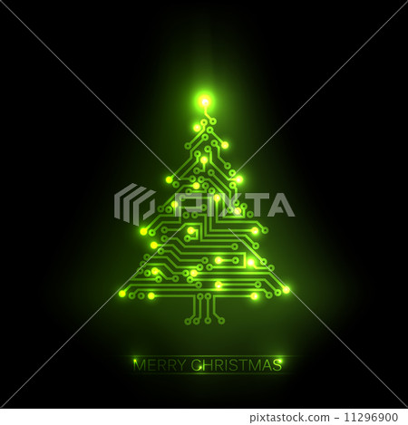 Vector christmas tree from digital circuit - Stock Illustration ...