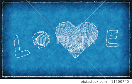 Word ''love'' with abstract heart on blue... - Stock Illustration ...
