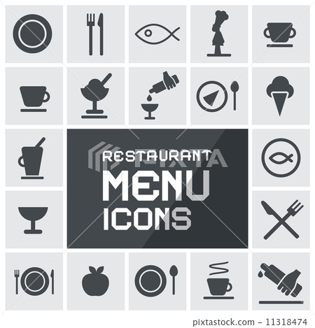 Flat Design Vector Restaurant Menu Icons Set - Stock Illustration ...