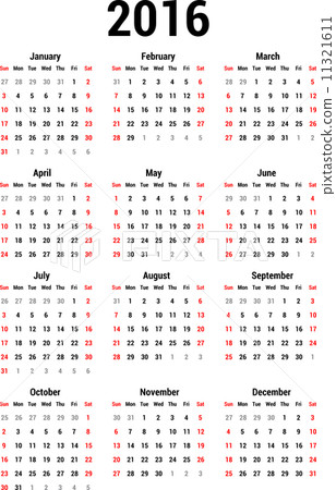 Calendar 2016 - Stock Illustration [11321611] - PIXTA